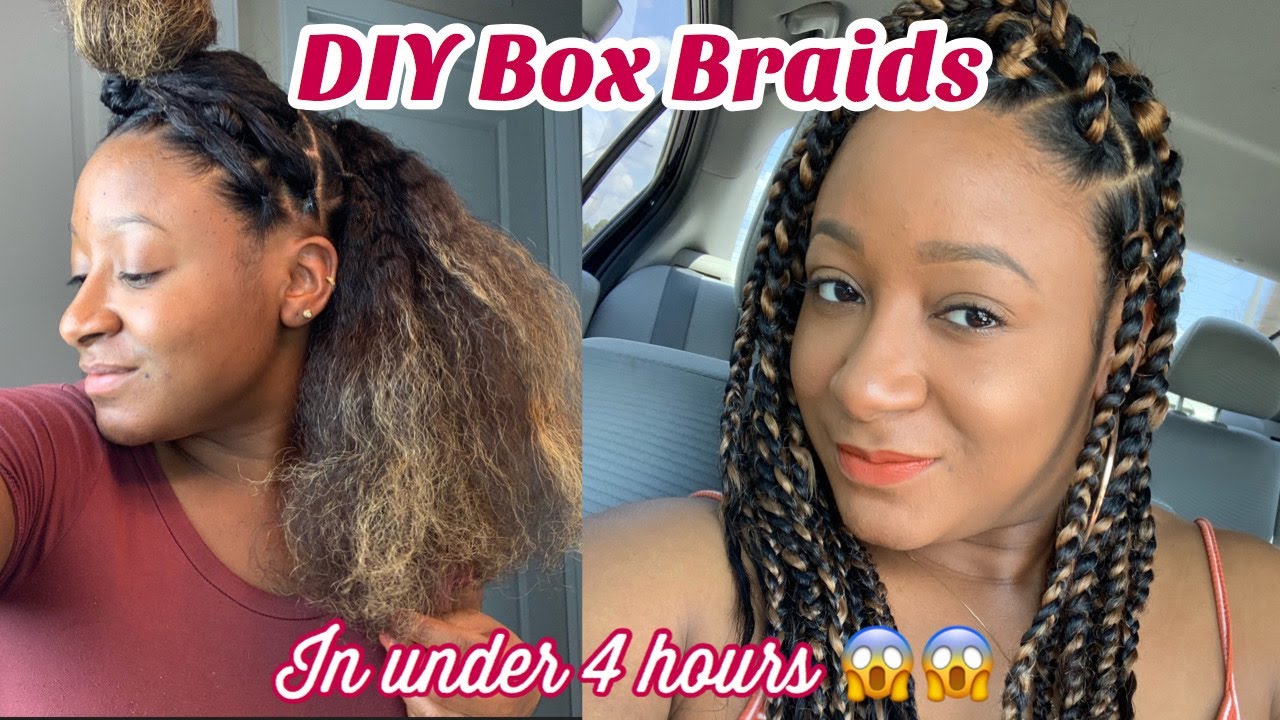 DIY Box Braids in Under 4 Hours on Natural Hair | Elastic Method - YouTube