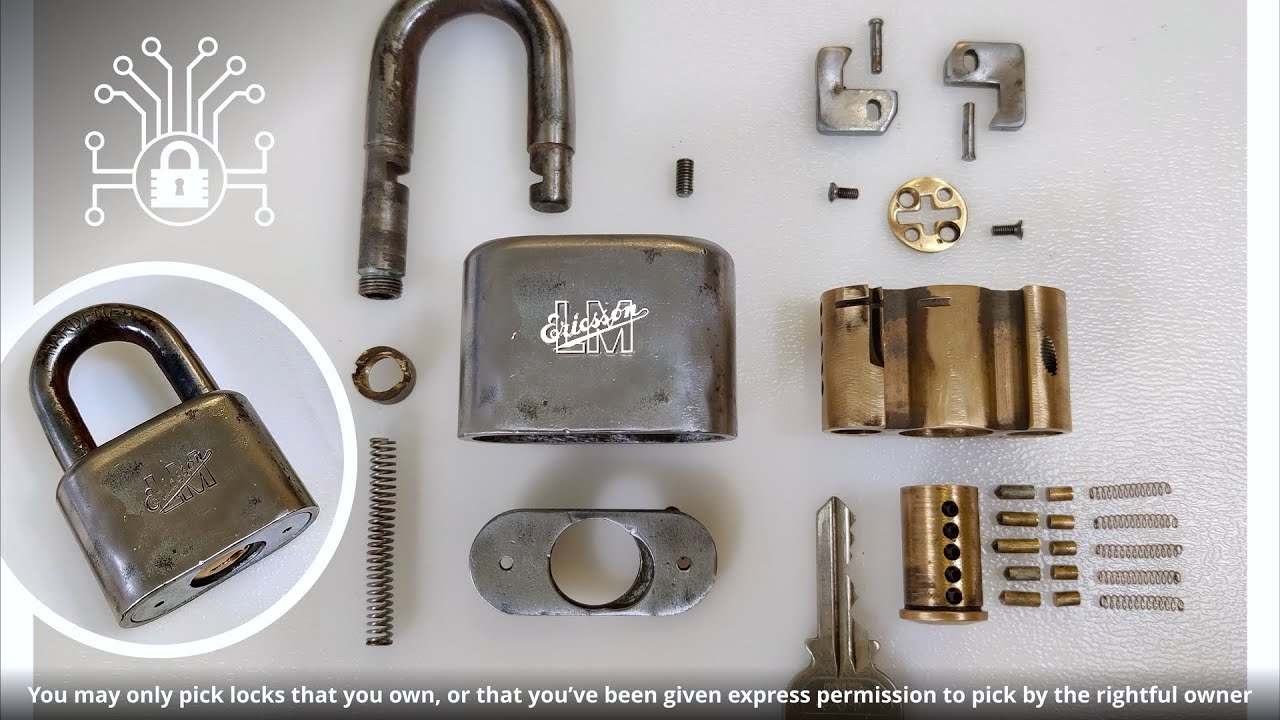 264 🔐 LM Ericsson unique vintage padlock picked and gutted - YouTube