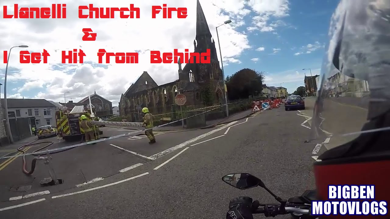 #38 Getting Rear Ended + Llanelli Church Fire!! On a Yamaha MT-125 ...
