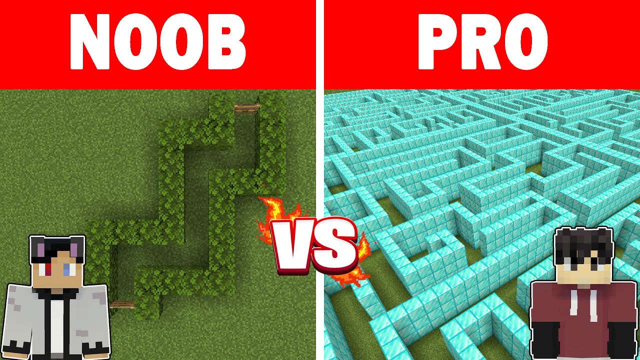 Minecraft Noob VS Pro: GIANT MAZE BUILD CHALLENGE (tagalog) - YouTube