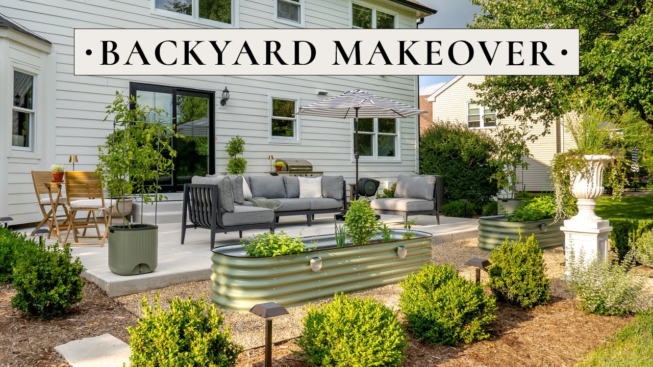 EXTREME Backyard Transformation | Concrete Patio, Pea Gravel Garden ...