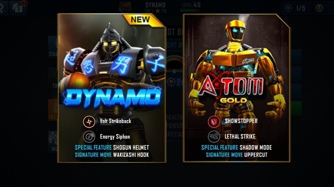 Real Steel WRB. New Bot ️💎💎 ( ”DYNAMO " vs ATOM GOLD) ( No comentado ...