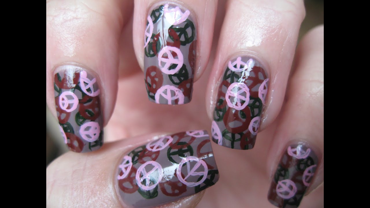 Nail art: Retro peace - YouTube
