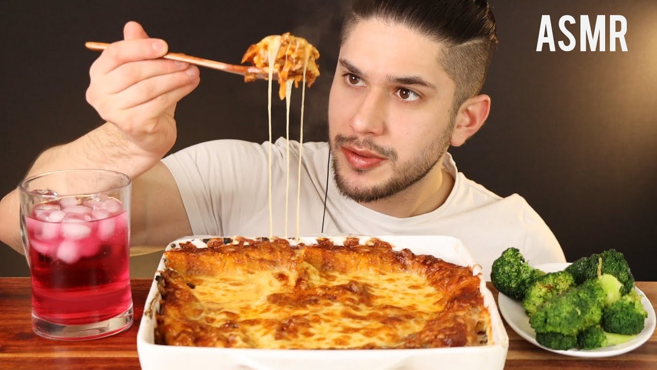 Asmr Extra Cheesy Lasagna Mukbang Real Eating Sounds Youtube