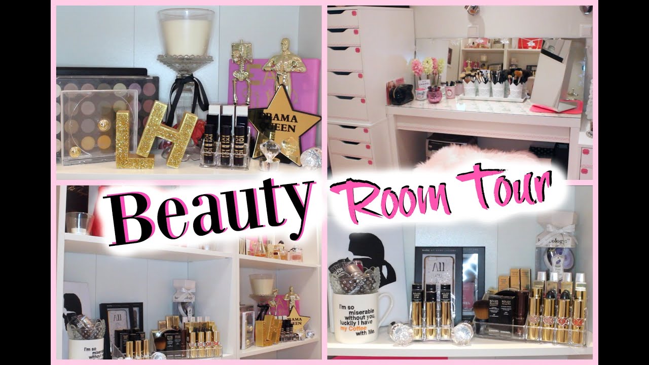 BEAUTY ROOM TOUR 2016 | Make-Up Organization & Storage Ideas! - YouTube