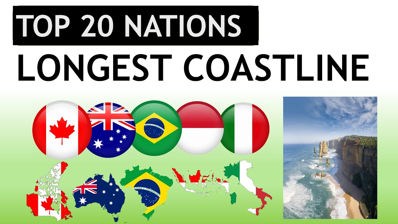 Top 20 countries longest coastline | Coastal length of countries - YouTube