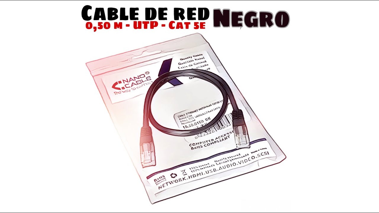 Cable de red negro 0,50 metros CAT 5e UTP Nanocable distribuido por ...