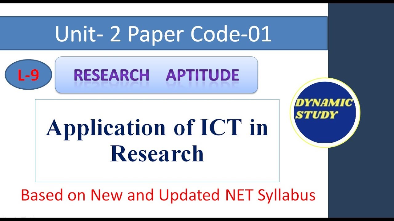 Application of ICT in Research Lesson- 9 Research Aptitude - YouTube