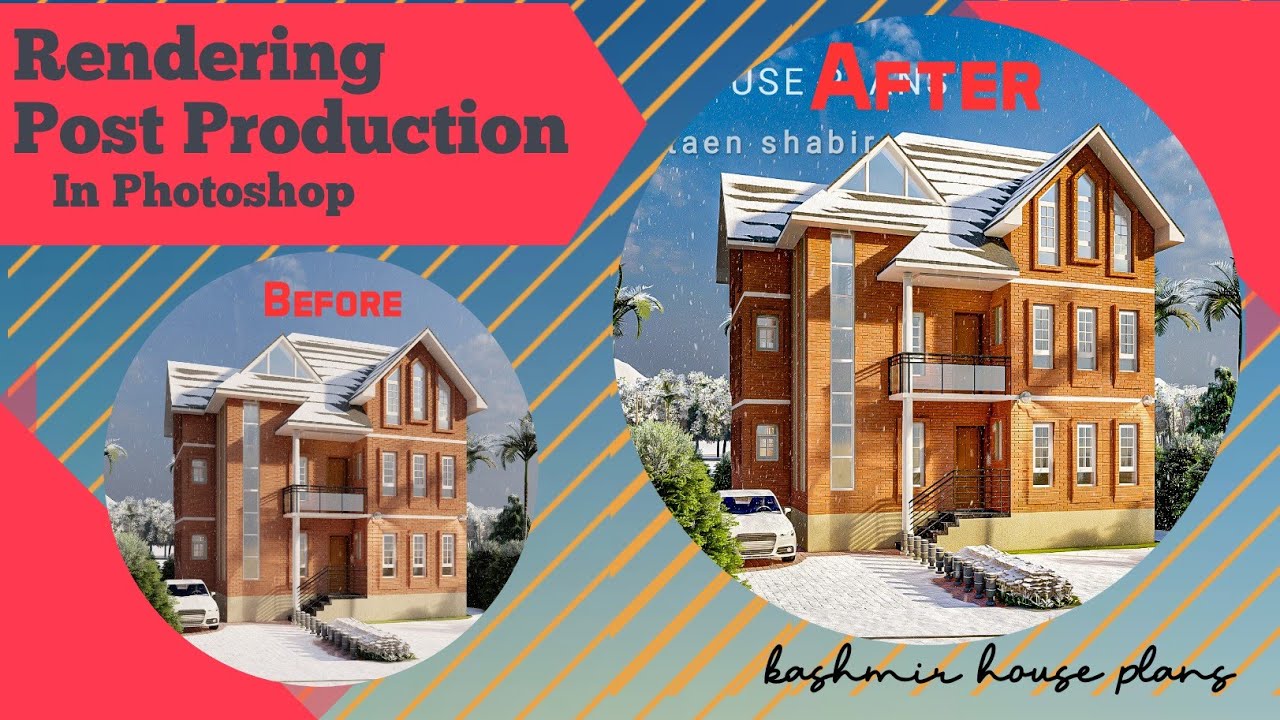 Post Poduction after rendering in lumion || Photoshop tutorial only 3 ...