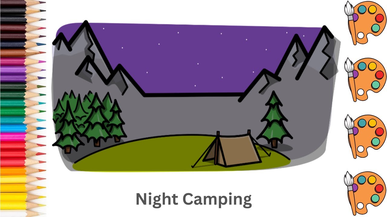 Night Camping - Sketch Art and Paint | Step by step tutorial | Pencil ...