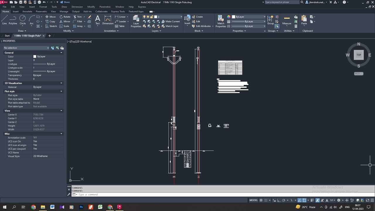 How to draw 11Kv 11mtrRSJ Single Pole for Straight Line Part-2in ...