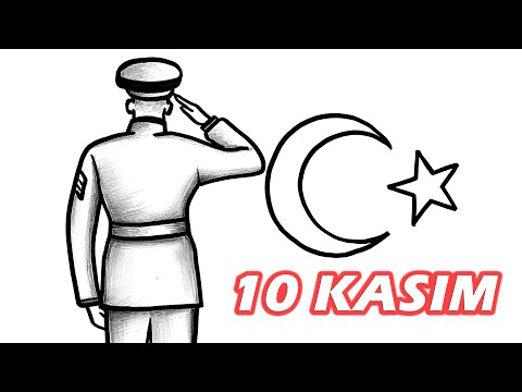 10 Kasım Atatürk'ü Anma Günü Resmi Çizimi || 10 Kasım Çizimleri - 10 Kasım Resmi Nasıl Çizilir
