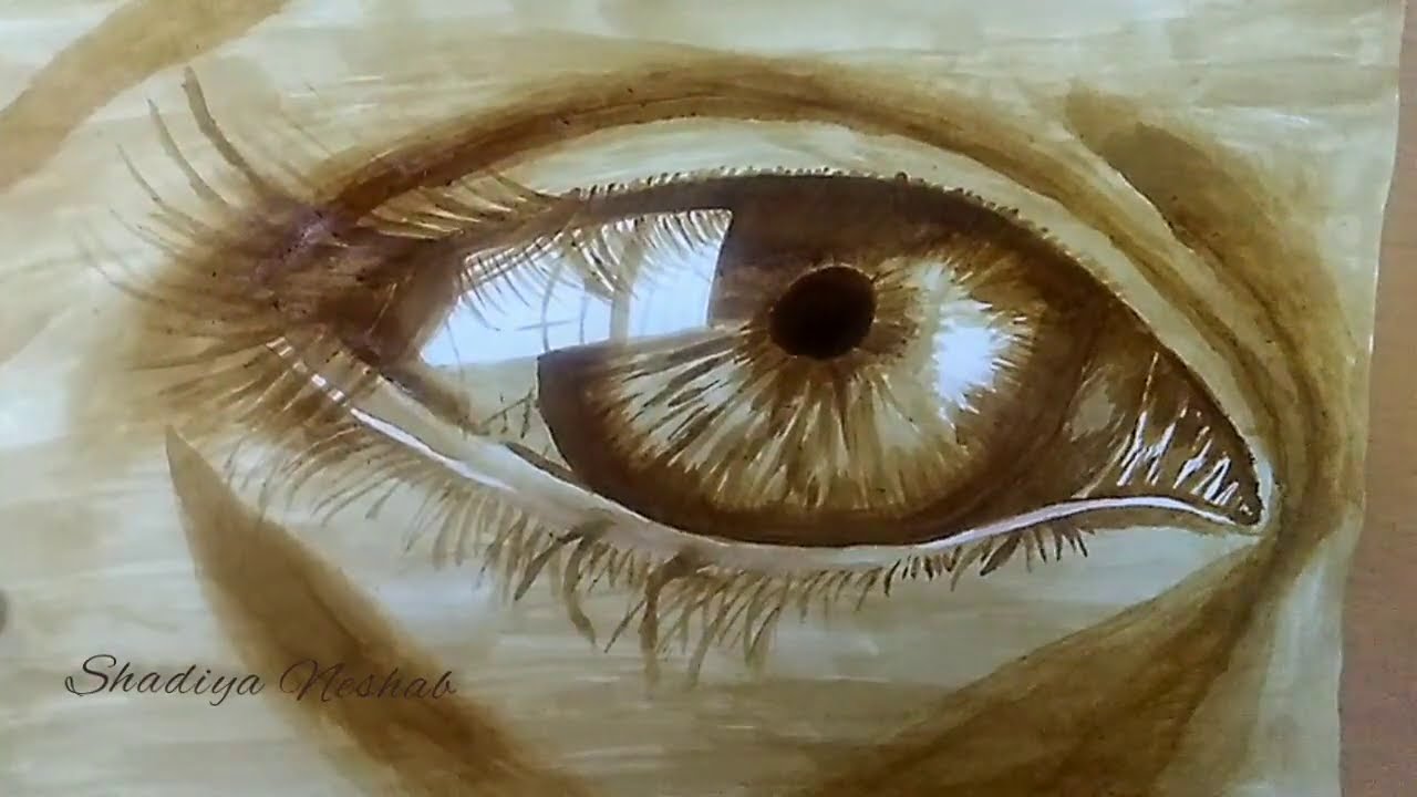 #eyeportrait #coffeepainting How to draw eye using coffee || Coffee ...