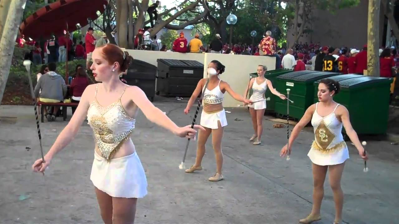2010 USC Baton Twirlers practice before USC Football Game 9-11-2010 (3 ...