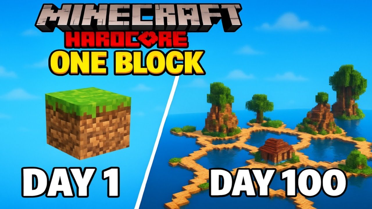 We Survived 100 Days On One Block tricky trail In Minecraft - YouTube