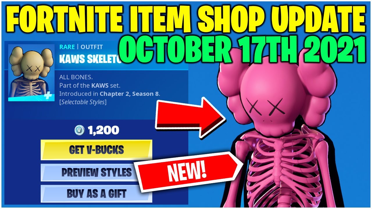Fortnite Item Shop *NEW* KAWS SKELETON SKIN! [October 17th, 2021 ...