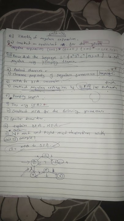 important question of Unit 2 TOC | Theory of computation. - YouTube