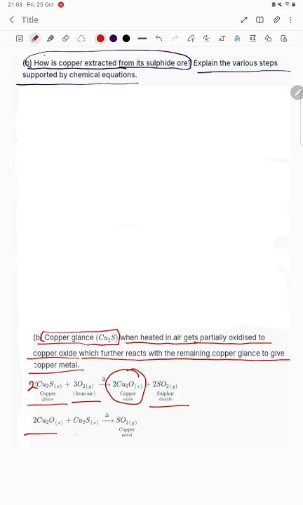 How is copper extracted from its sulphide ore? Explain the various steps supported by chemical ...