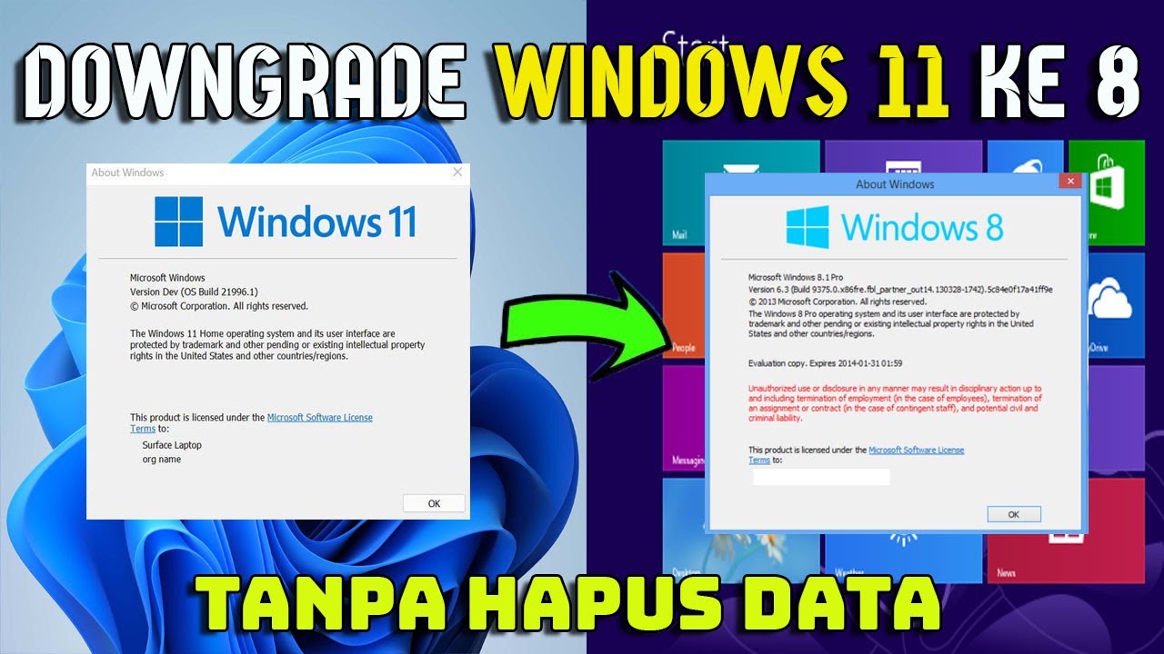 Cara Downgrade Windows 11 Ke Windows 8.1 - YouTube