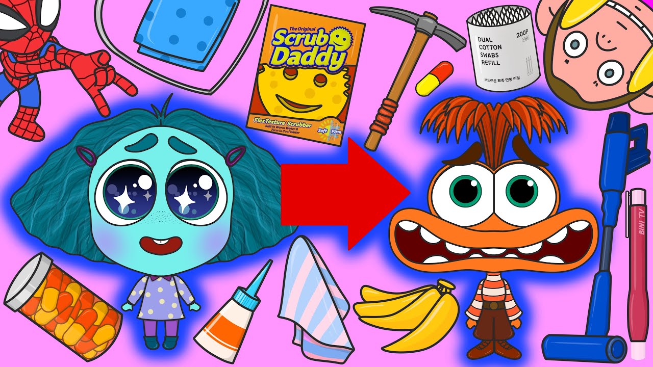 인사이드아웃 부럽이 불안이 변신시키기 Inside Out Envy Anxiety Doll Transformation ...