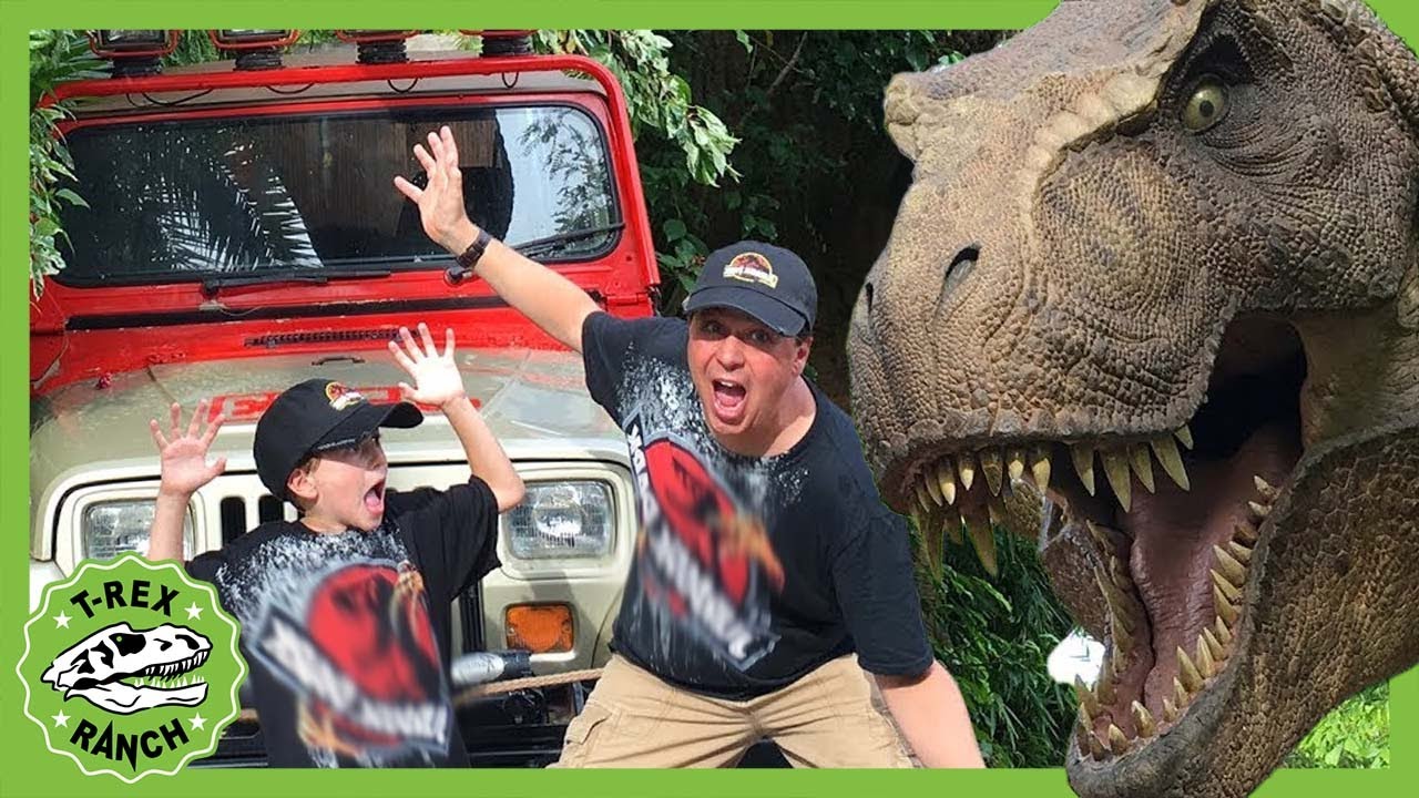 Jurassic T-Rex & Giant Life Size Dinosaurs! T-Rex Ranch Dinosaur Videos ...