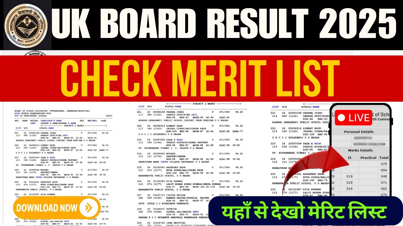 UK Board Merit List 2025 |Merit List UK Board 2025 |Uttrakhand Board ...