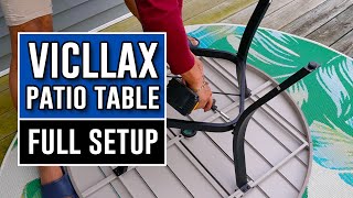 Assembling The VICLLAX Round Patio Table with Adjustable Umbrella Hole
