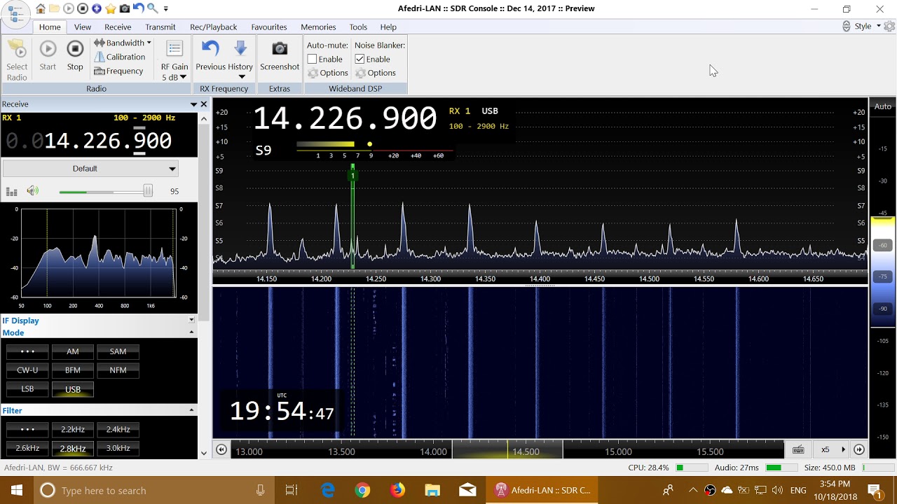 EA3JE W7TJ Spain and USA station received on 20 meters with Afedri SDR ...