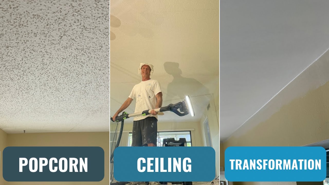 Popcorn Ceiling Removal Sarasota | Dustless Before & After - YouTube
