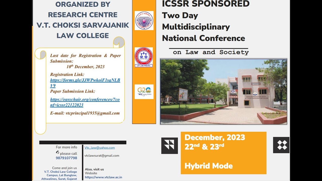 ICSSR SPONSORED Two Day Multidisciplinary National Conference on Law an ...