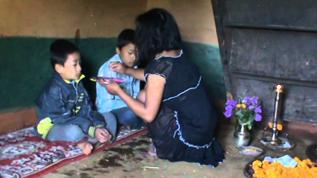 Srijana, Prabesh Smriti & Progesh Rai on the day of "BHAI TIKA" 2069 BS ...