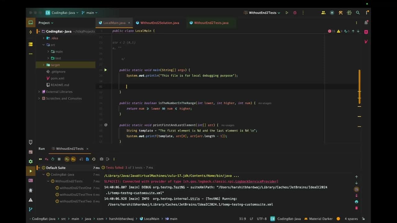 Codingbat Java String 1 Section Withoutend2 Youtube