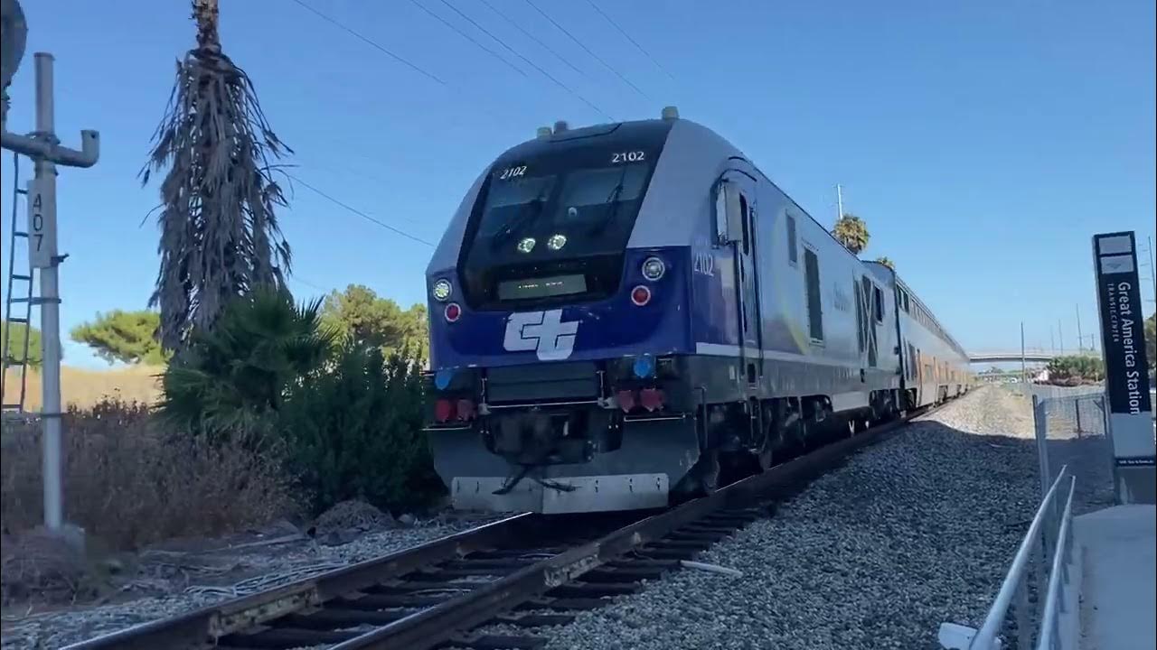 Amtrak Capitol Corridor 527 At Santa Clara Great America CA - YouTube
