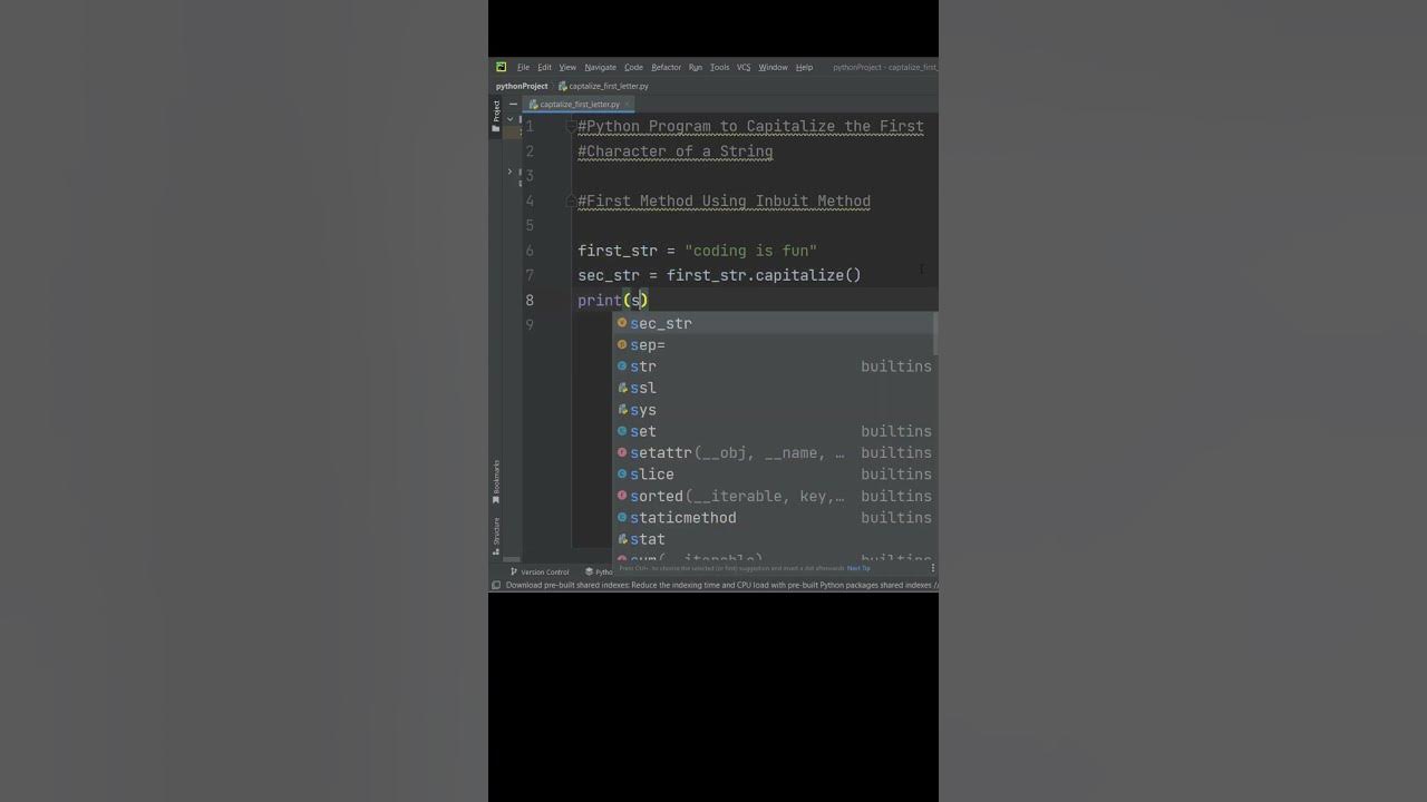 Python Series How To Capitalize First Character Youtube