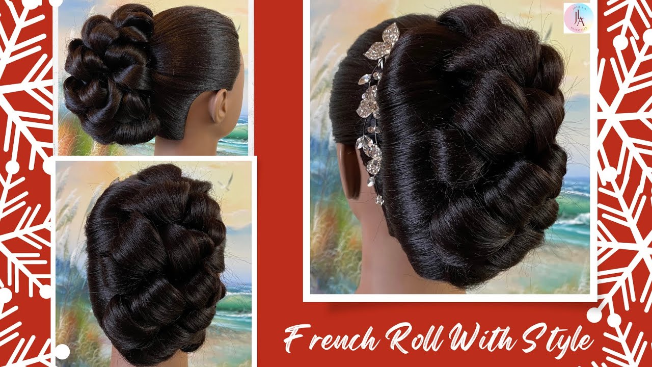 French Roll With Style || French Twist Updo || French Bun Hairstyle ...