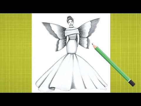 How to draw a Girl with Big wings Drawing easy || Pencil sketch for ...