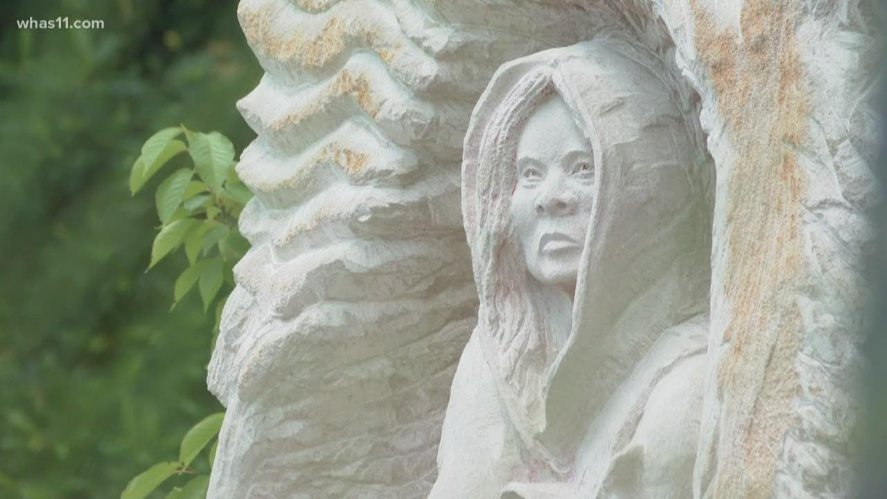 Statue of escaped slave, nurse Lucy Higgs Nichols vandalized - YouTube