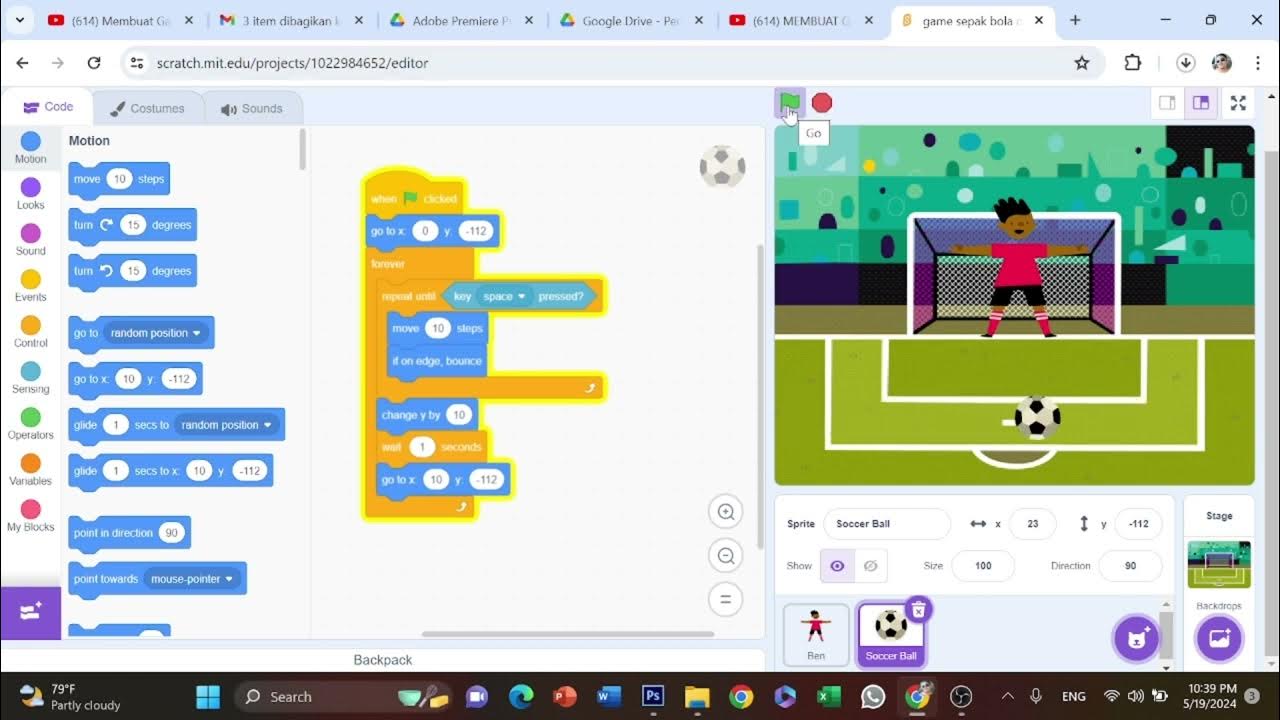 Tutorial membuat game sepak bola di scratch - YouTube