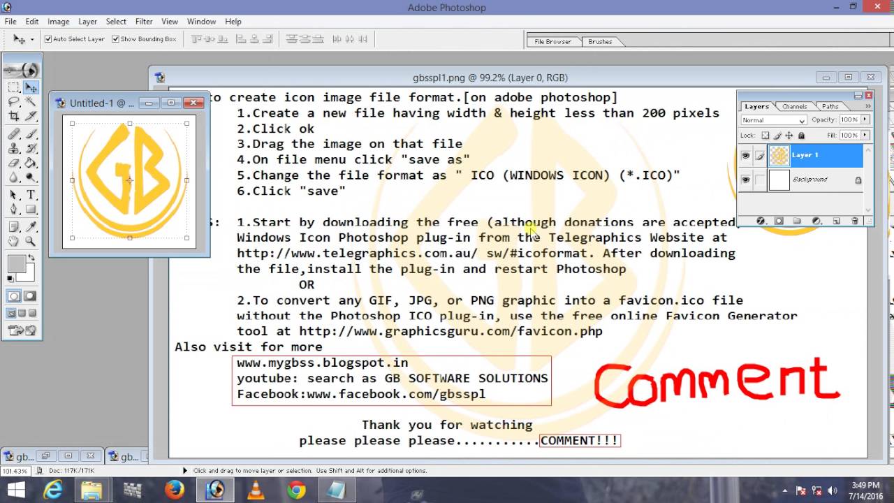 How to create icon image file format, .ico, website favicon image etc ...