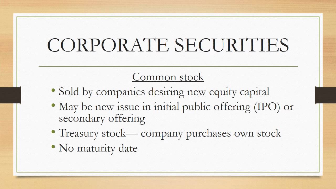 CORPORATE SECURITIES - YouTube
