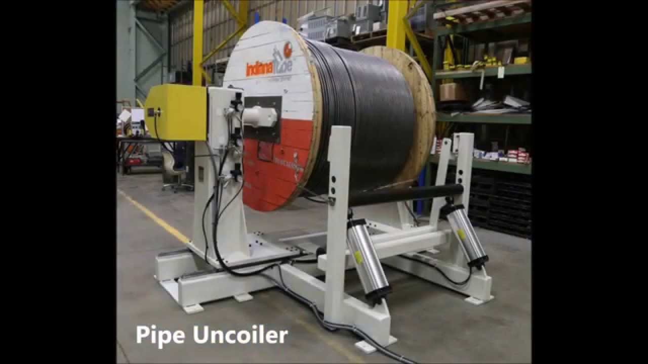 Mecon Industries Steel Pipe Uncoiler for making Hot water heating coils ...