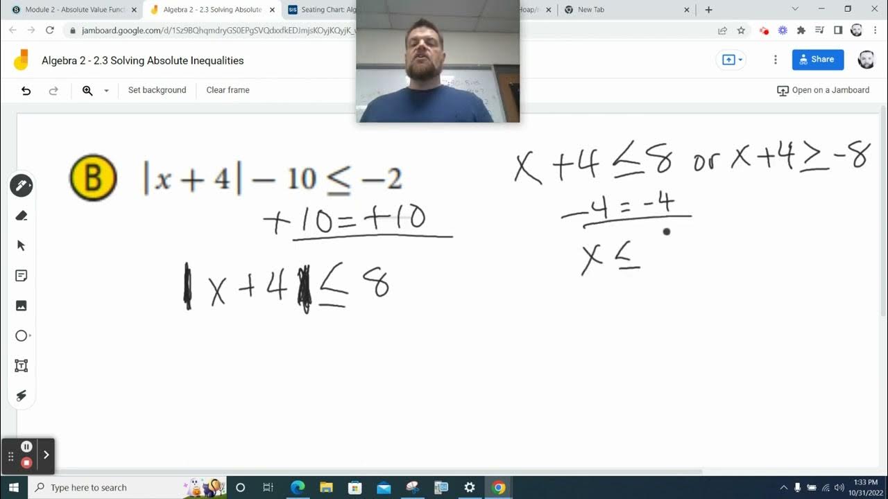 Algebra 2 2.3 Solving Absolute Value Inequalities Example 2B - YouTube