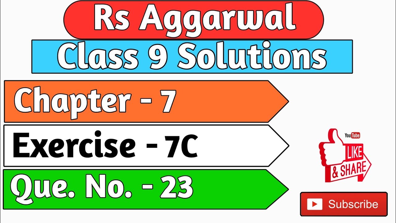 Rs Aggarwal Class 9 | Exercise 7c Question number 23 | Chapter 7 Lines ...