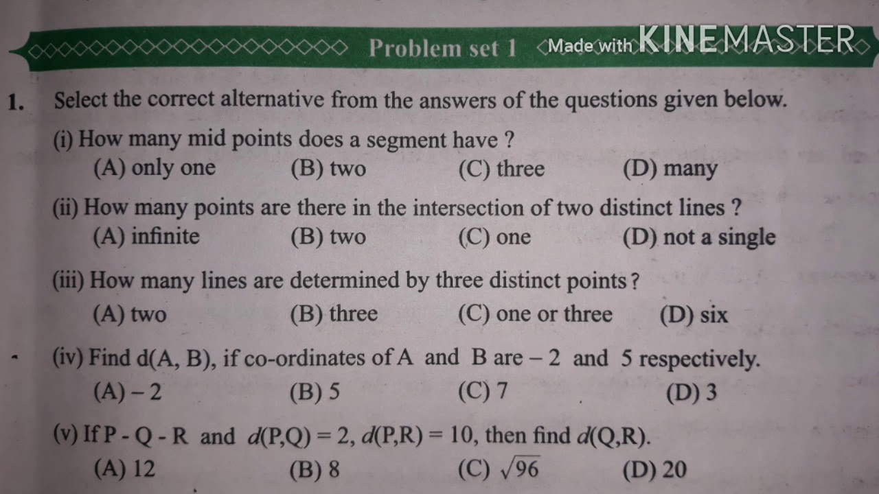 CLASS-9th, MATHS,Basic concepts in Geometry, (Part-9) Problem set-1 ...