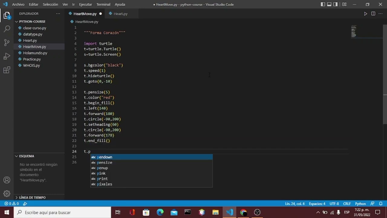 Corazón en Python 🐍 #python - YouTube