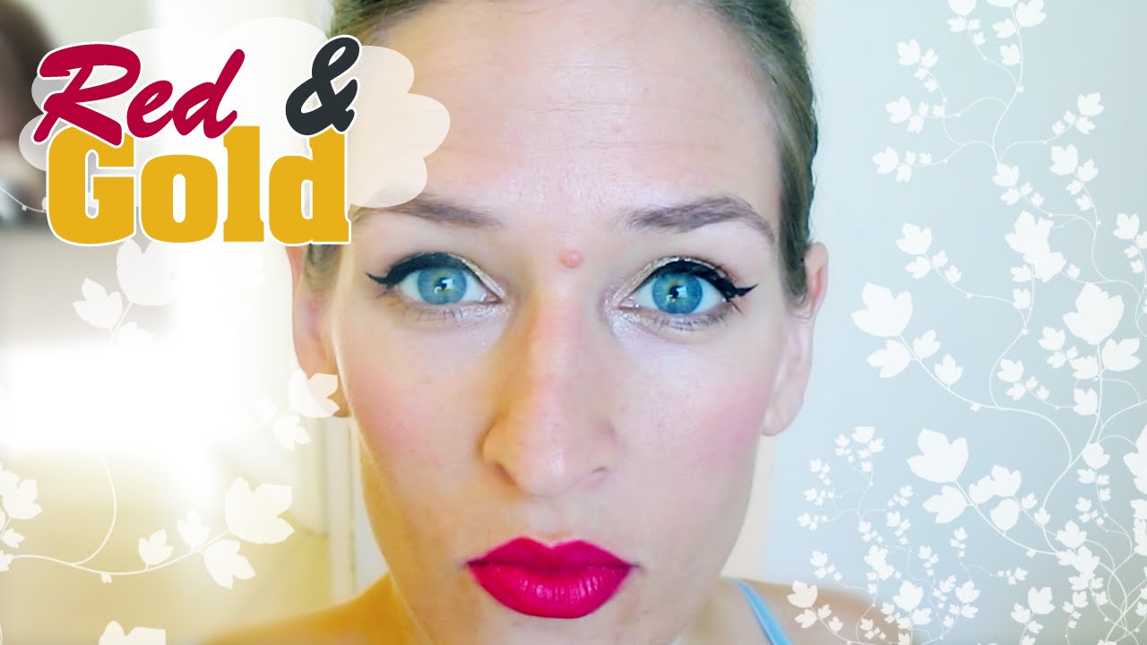 Red + Gold Makeup Look NOOBtorial #3 - YouTube