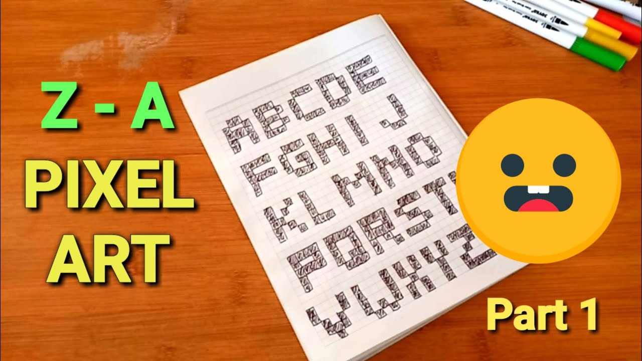 drawing pixel art Z to A alfabet - part 1 _ menggambar pixel art - YouTube