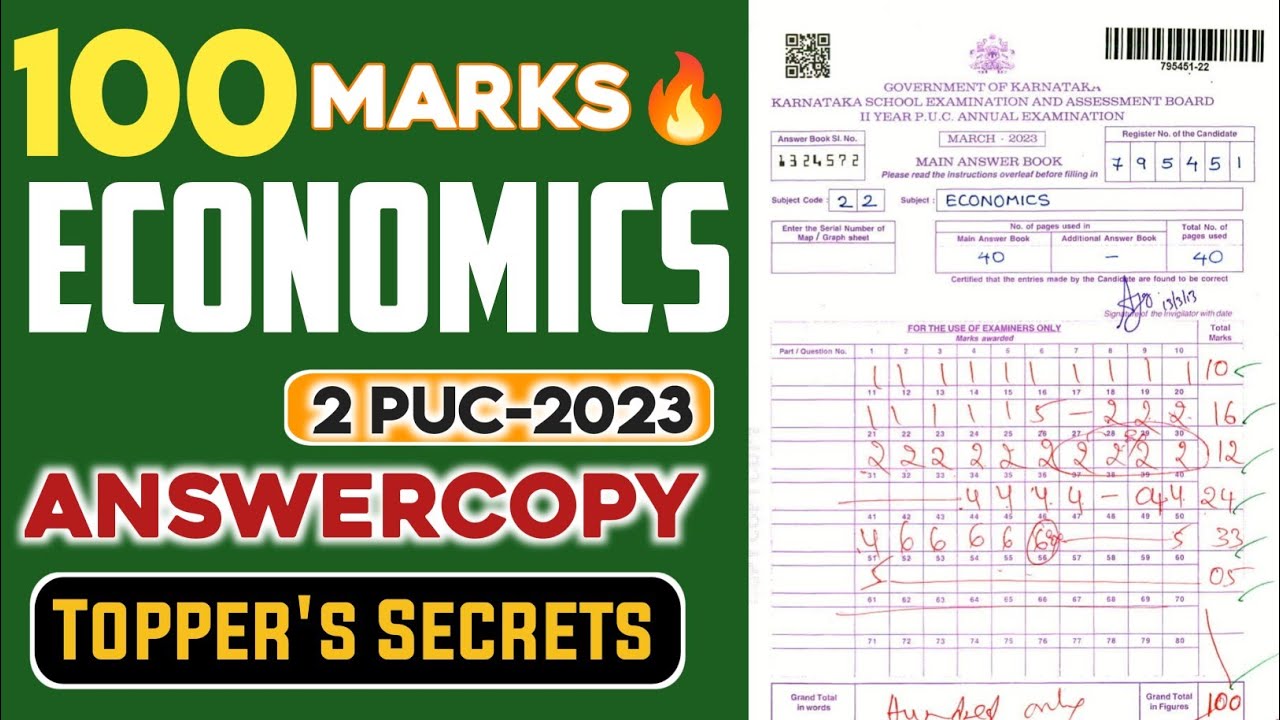 2 PUC Economics 100 Marks Answercopy 2023| How Topper's write? ️ - YouTube
