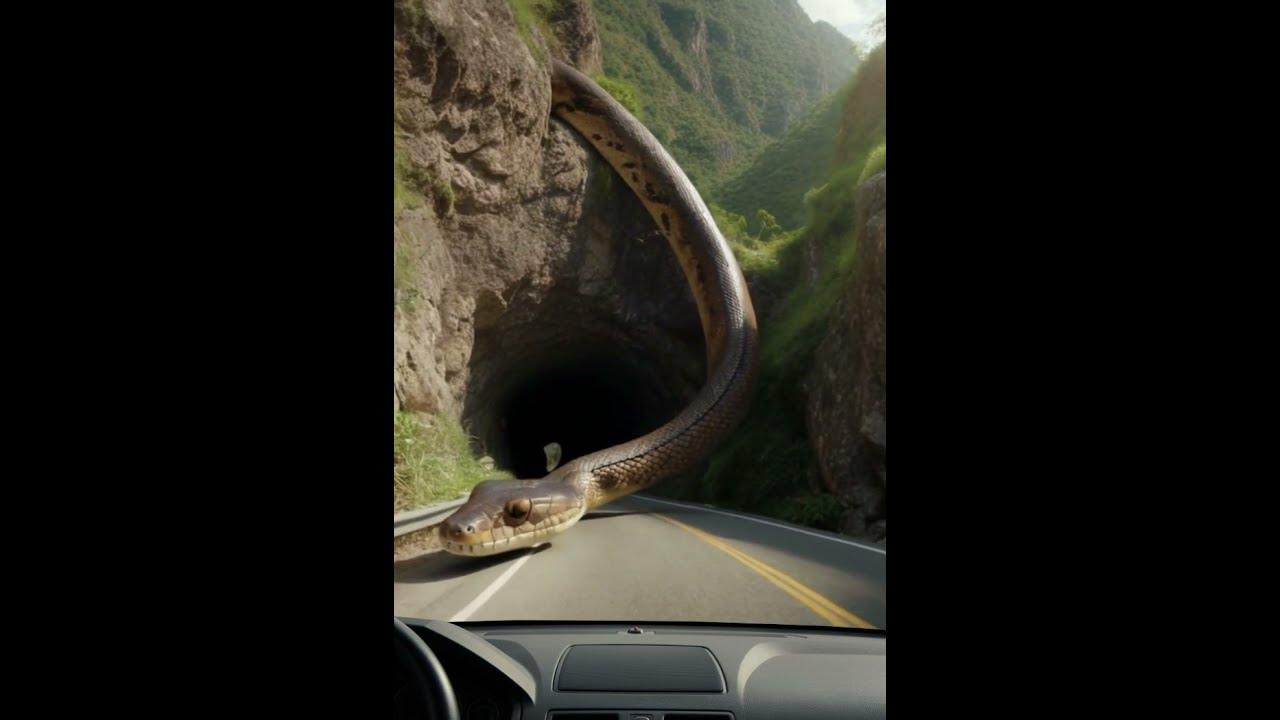 SHOCKING Moment 🚗🐍 Massive Python Spotted LIVE from the Car! # ...