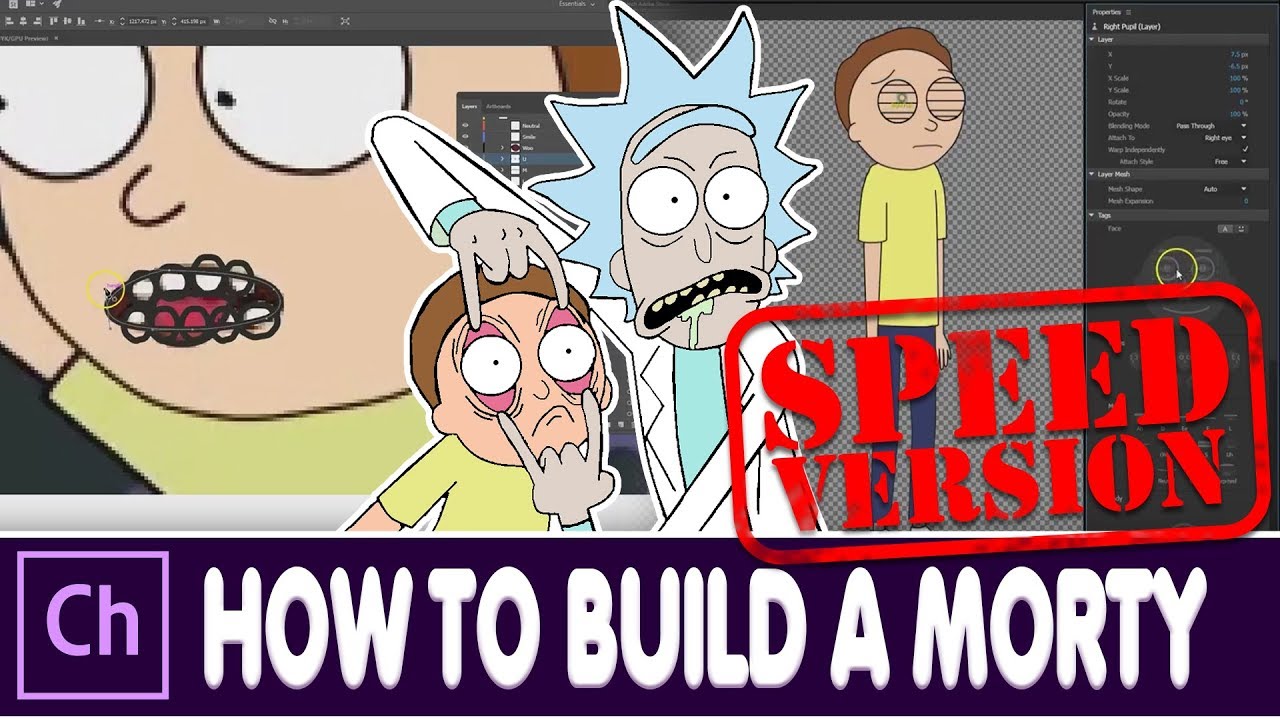 How to make a character from Rick and Morty in Character Animator SPEED ...